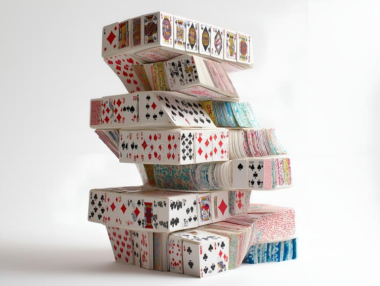 Abstract 3d Card Tower on a White Background Stock Illustration ...