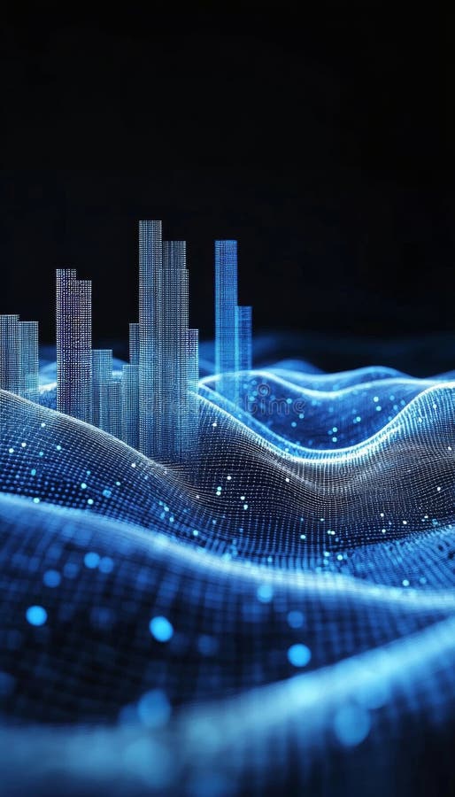 Abstract 3D Chart on a Futuristic Blue Landscape a Vision of Digital ...