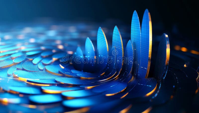 Abstract 3D Chart Glossy, Translucent Blue Design on Dark Background ...