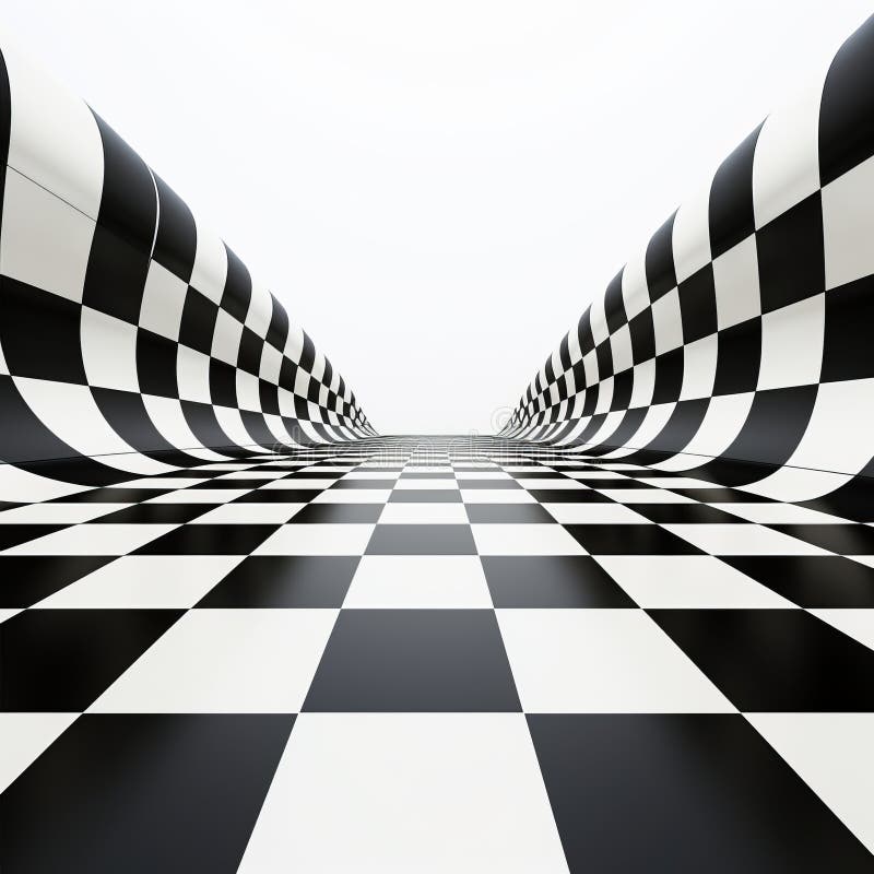 Abstract 3d Checkered Corridor: Bold and Graceful Ceramic Design Stock ...