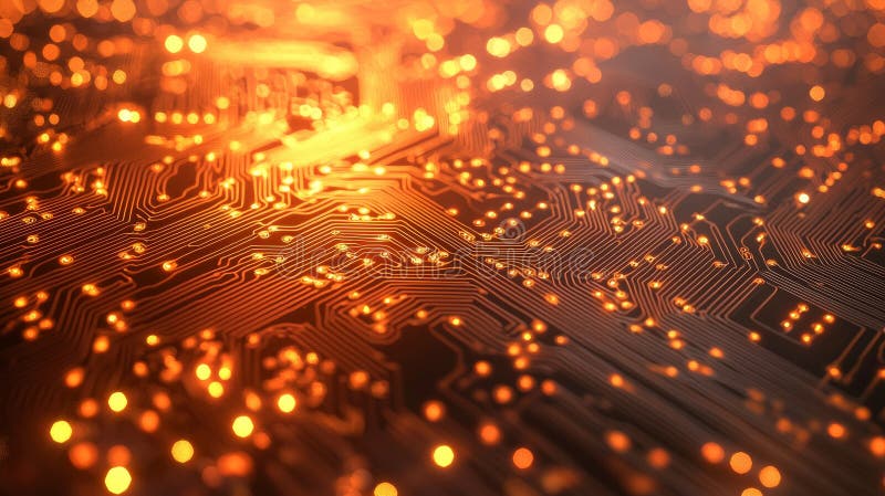 An Abstract 3D Circuit Board Illustration with a Wide-angle Perspective ...