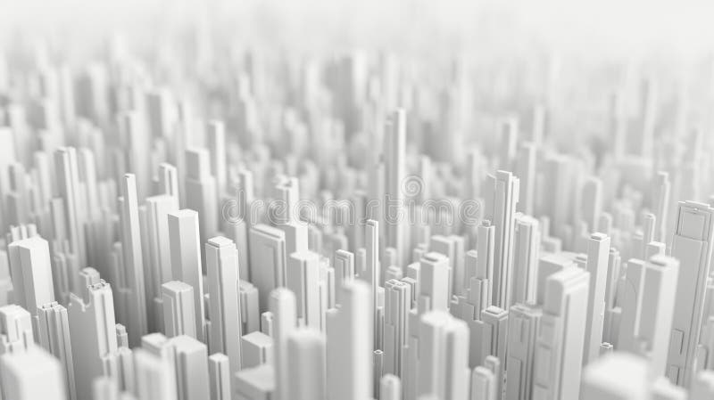 Abstract 3D Cityscape with Minimalistic Design Stock Illustration ...