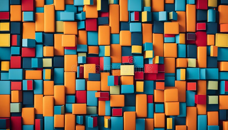 Abstract 3D Colorful Block Pattern Stock Illustration - Illustration of ...