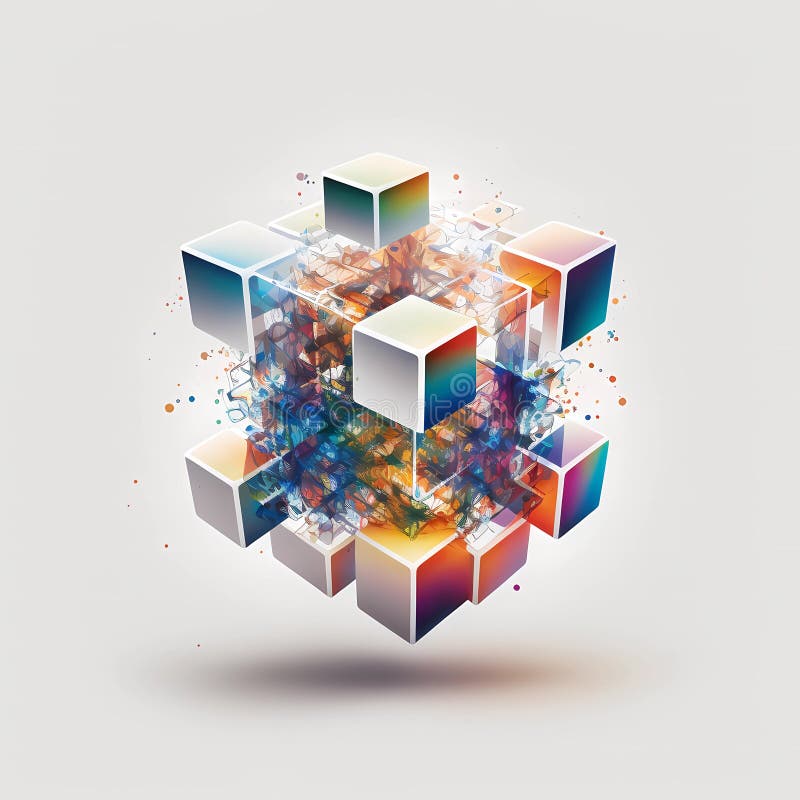 Abstract 3d Colorful Cube Explosion Stock Illustration - Illustration ...