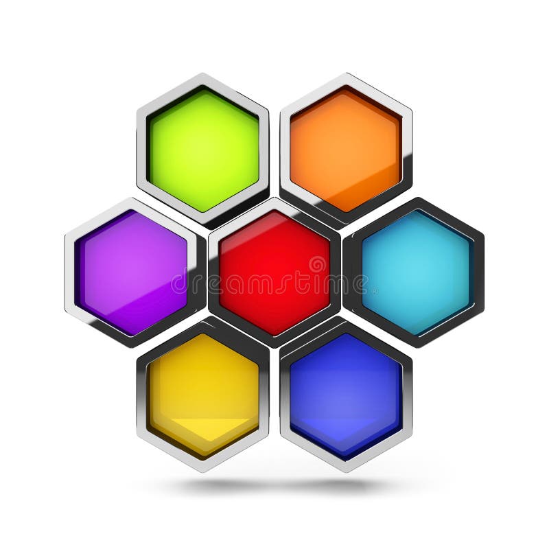 Hexagonal color wheel stock illustration. Illustration of reflection ...