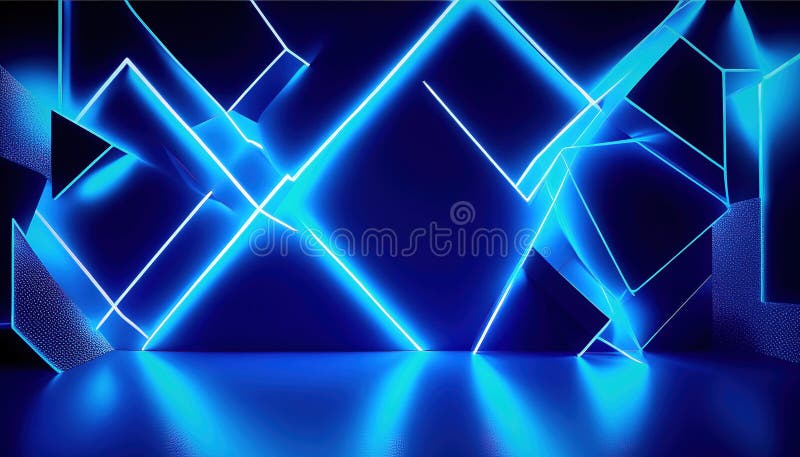 Abstract 3D Composition with Bright Neon Lines in Blue and Purple Tones ...