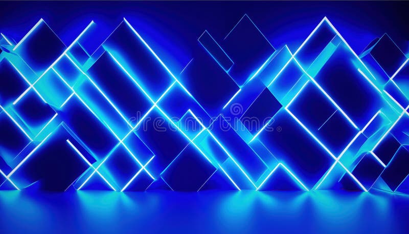 Abstract 3D Composition with Bright Neon Lines in Blue and Purple Tones ...