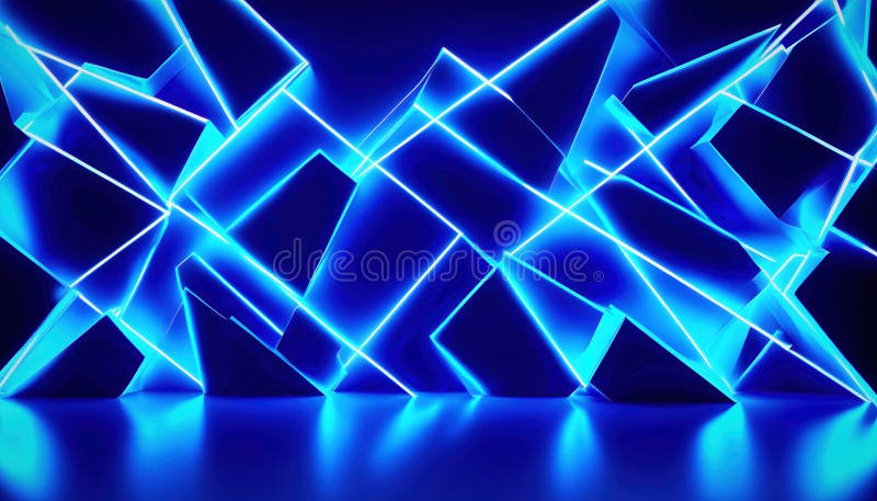 Abstract 3D Composition with Bright Neon Lines in Blue and Purple Tones ...