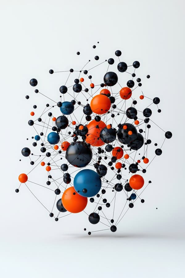 Abstract 3D Composition of Colorful Spheres and Connecting Lines in ...