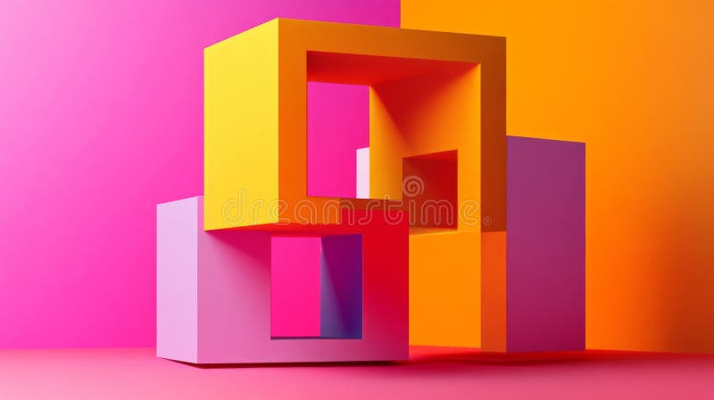 Abstract 3D Composition of Interlocking Colored Cubes Stock ...