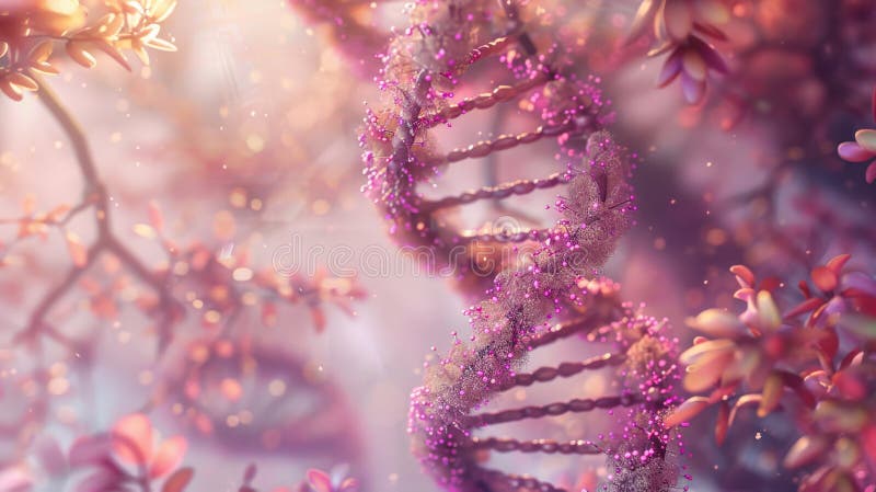 Abstract 3D Composition with Model Spiral DNA Molecule on Dark ...