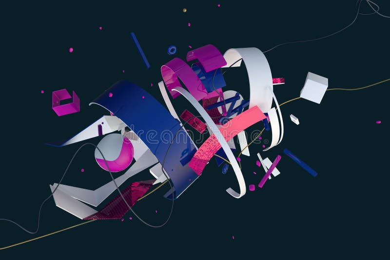Abstract 3D Composition with Random Elements and Shapes Stock ...
