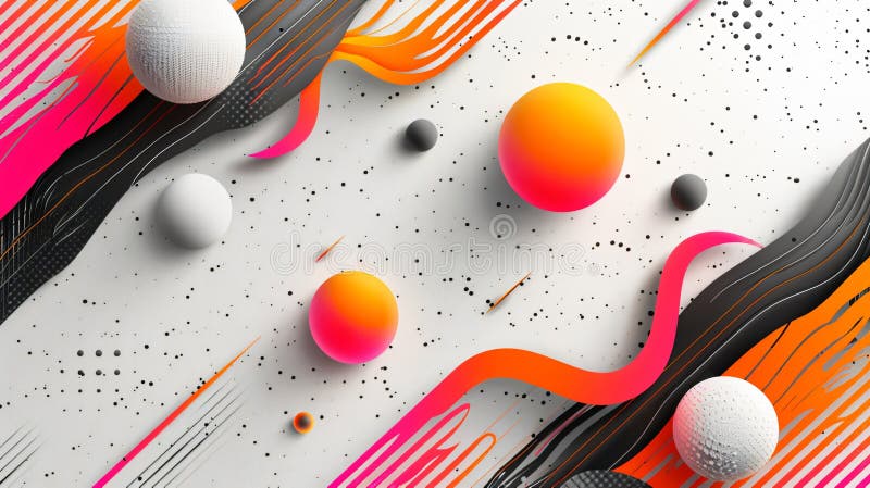 Abstract 3D Composition with Spheres and Dynamic Shapes Stock ...