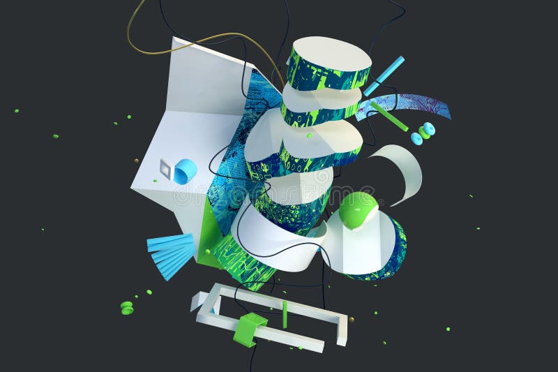 Abstract 3D composition stock illustration. Illustration of shapes ...
