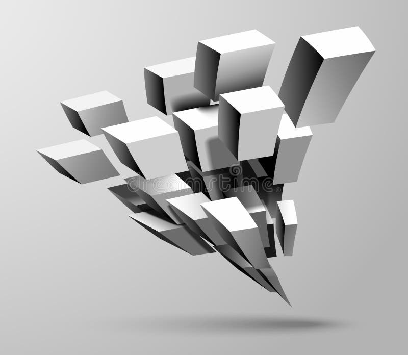 Abstract 3d Composition of White Cube Shapes in Perspective. Building ...