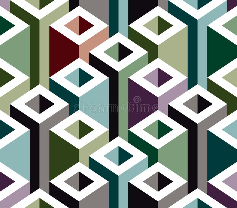 Abstract 3d Construction Elements Seamless Pattern. Stock Vector ...