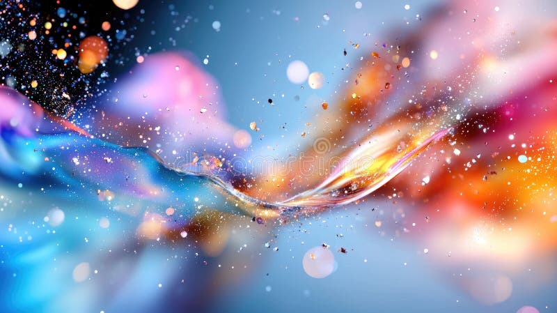 Abstract 3D Cosmic Flow with Vibrant Colors and Light Particles Stock ...