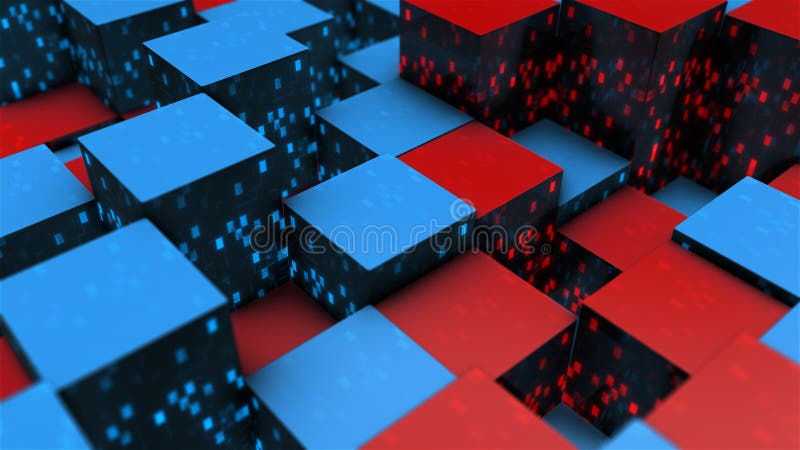 Abstract 3D Cube or Blocks with Neon Lights Stock Illustration ...