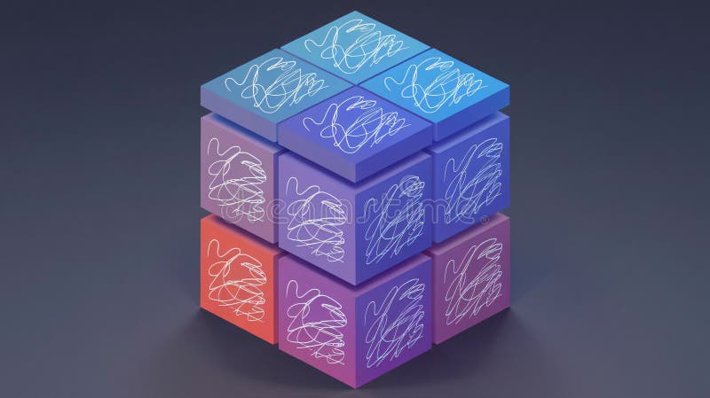 Abstract 3D Cube with Chaotic Lines, Modern Good Resolution Stock Photo ...