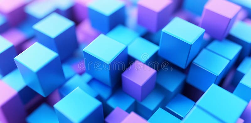Abstract 3D Cubes Background Blue Purple Geometric High Quality Image Stock Illustration ...
