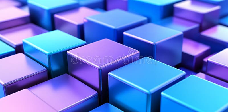Abstract 3D Cubes Blue Purple Gradient Background High Quality Image ...