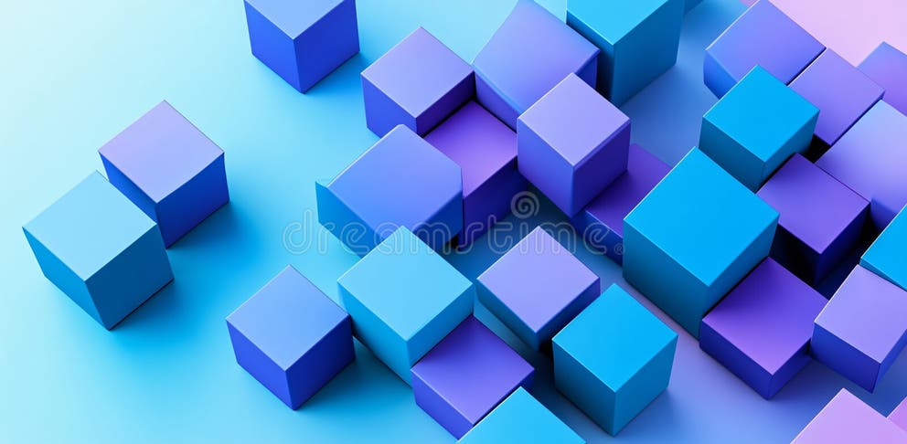 Abstract 3D Cubes Blue Purple Gradient Background High Quality Image ...