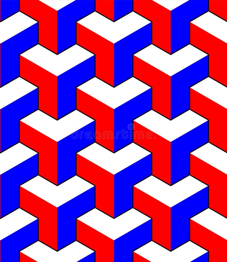 Abstract 3d Cubes Geometric Seamless Pattern in Black and White, Vector Stock Vector ...