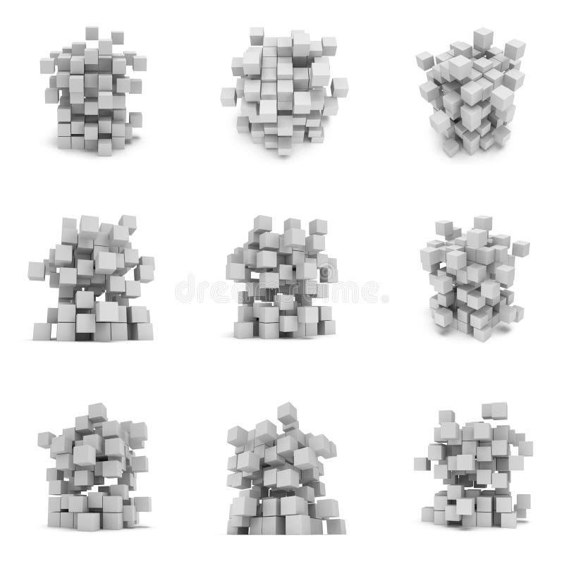 Abstract 3d cubes. set stock illustration. Illustration of digital ...