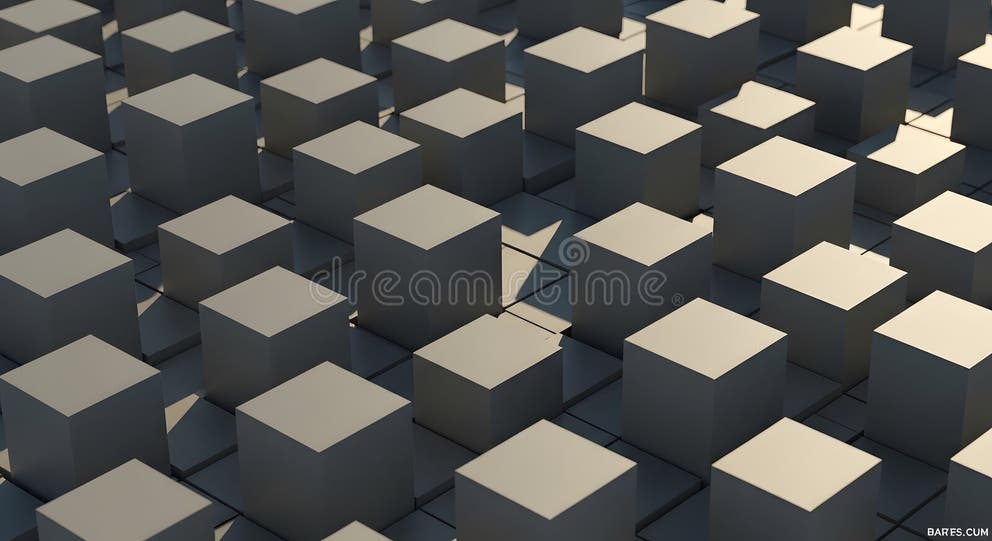 Abstract 3D Cubescape: Geometric Grey Symphony Stock Illustration ...