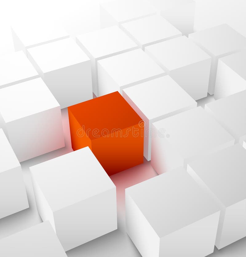 Abstract 3D Cubic Background with Red Cube Stock Vector - Illustration ...