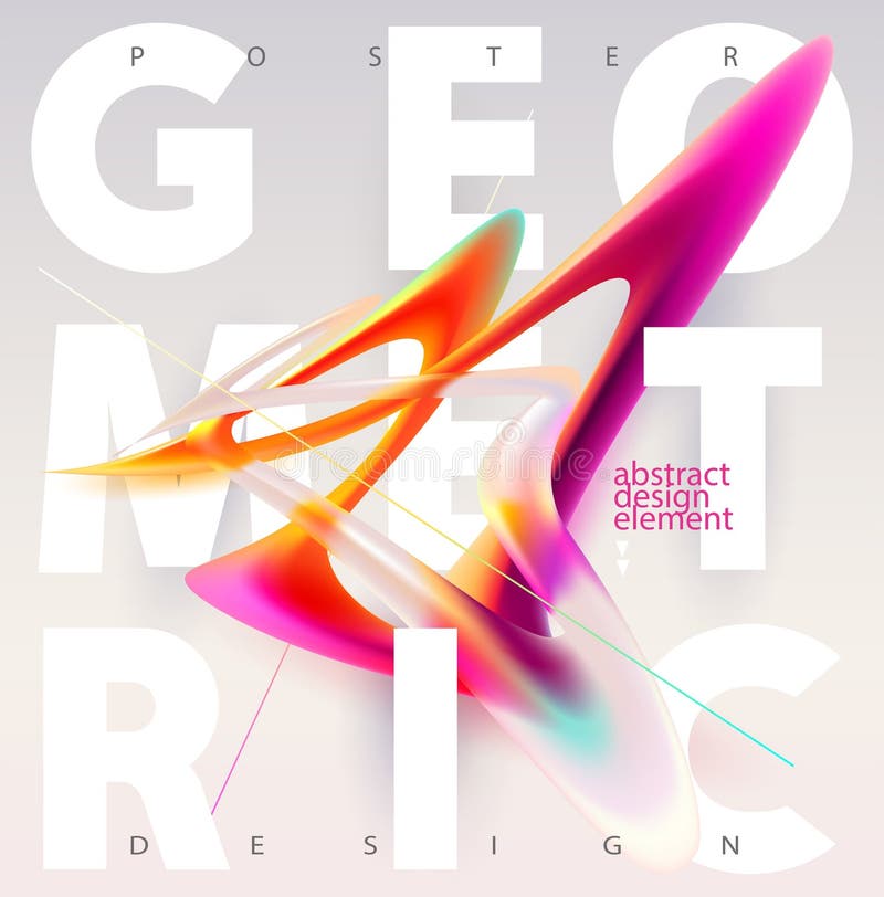 Abstract 3D Curved Geometric Shape for Poster Design. Stock Vector ...