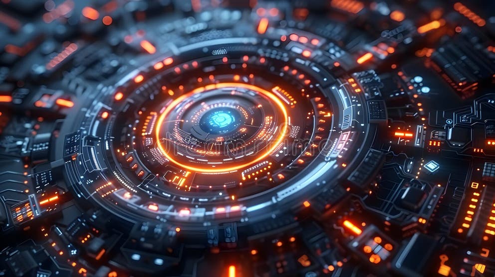 Abstract 3D Cyberpunk Interface Background Stock Illustration ...