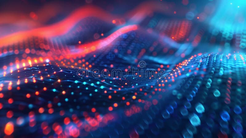 Abstract 3D Data Wave with Vibrant Red and Blue Lights Stock Photo ...