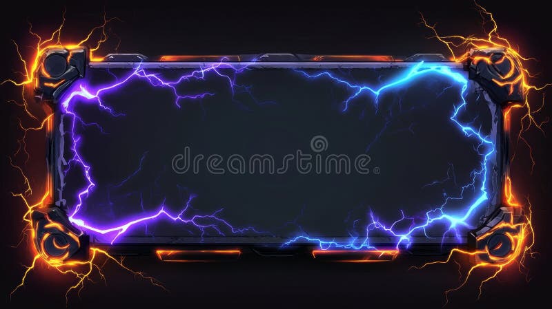 An Abstract 3D Depiction of a Bright Neon Rectangular Frame with a ...