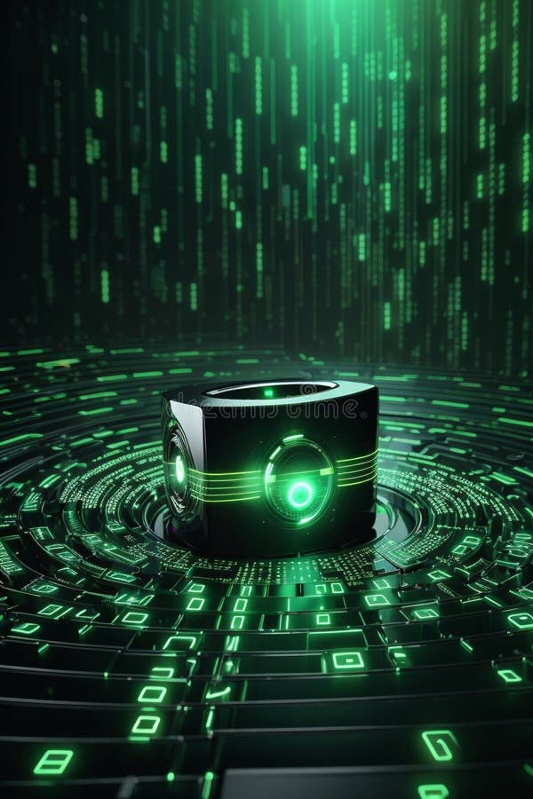 Cybersecurity Matrix. Futuristic Background with a Red-hot Processor ...