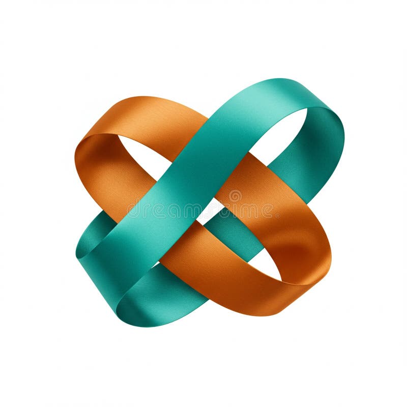 An Abstract 3D Design Featuring Intertwined Ribbons in Orange and Teal ...