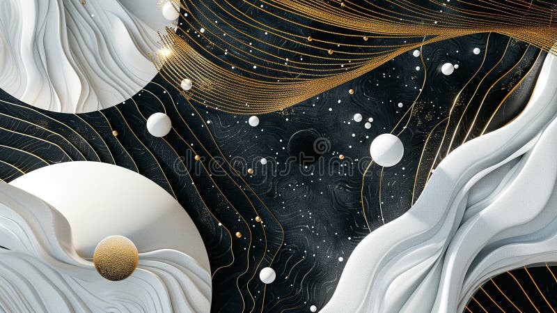 Abstract 3D Design with White and Gold Elements Stock Illustration ...