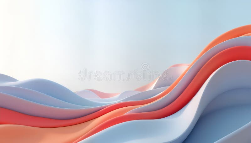 Abstract 3D Design with Flowing Soft Colors. Smooth Waves, Layers ...