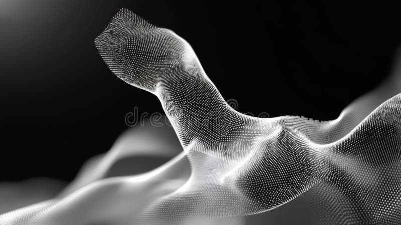 Abstract 3D Digital Art: Black and White Particle Wave Stock ...
