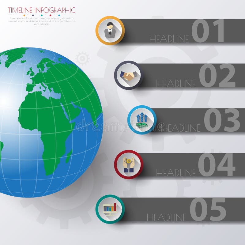 Abstract 3D Digital Illustration Infographic with World Map Stock ...