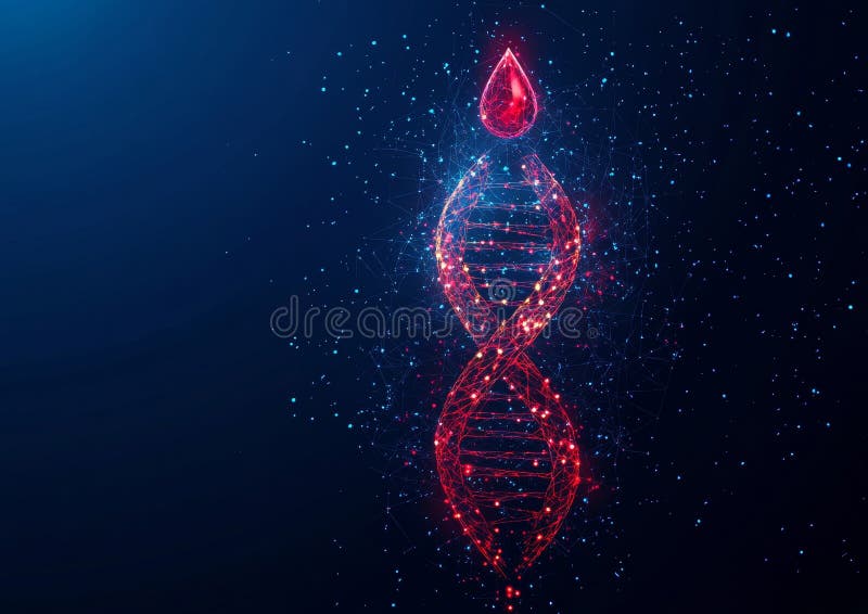 Abstract 3D DNA Molecule Helix and Blood Drop Stock Image - Image of ...