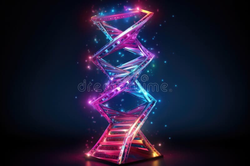 Abstract 3d Dna Structure with Glowing Lights Stock Photo - Image of ...