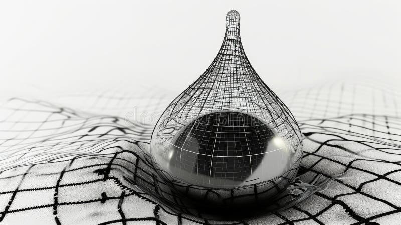Abstract 3D Drop with Geometric Mesh Design Stock Illustration ...