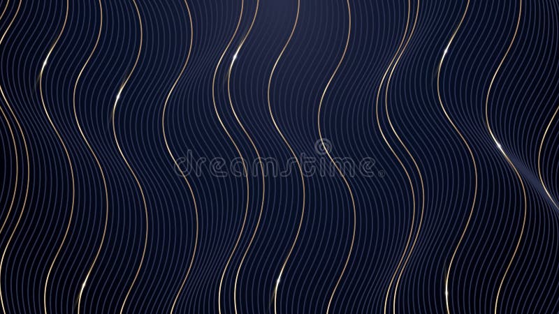 Abstract 3D Dynamic Wavy Blue and Gold Vertical Lines Effect Pattern on ...