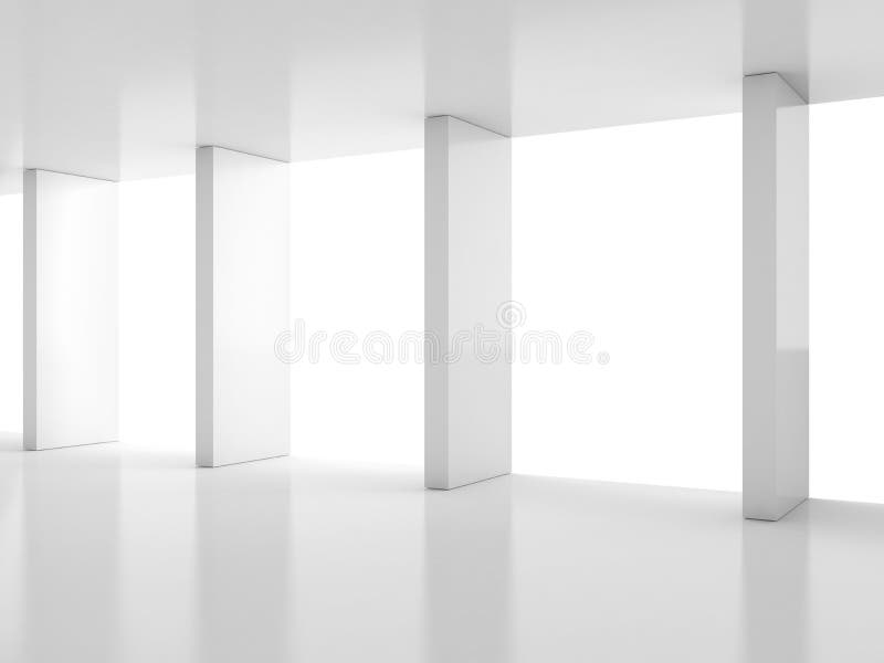 Abstract 3d Empty White Interior with Shiny Columns Stock Illustration ...