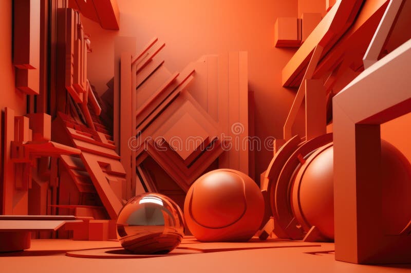 Abstract 3d Environment with Geometric Shapes and Lines, Creating a ...