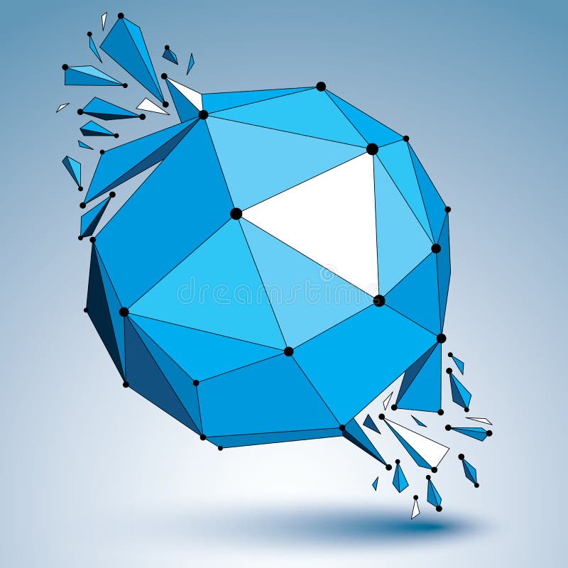 Abstract 3d Faceted Blue Figure with Connected Black Lines and D Stock ...