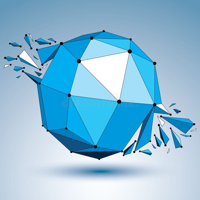 Abstract 3d Faceted Blue Figure with Connected Black Lines and D Stock ...