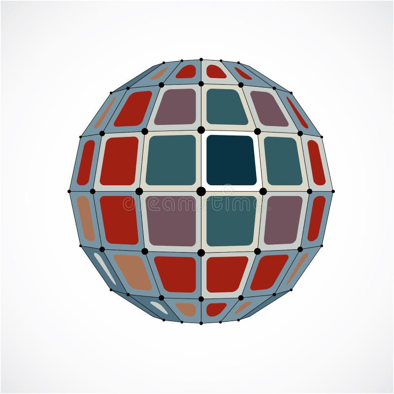 Abstract 3d Faceted Figure with Connected Black Lines and Dots. Stock ...