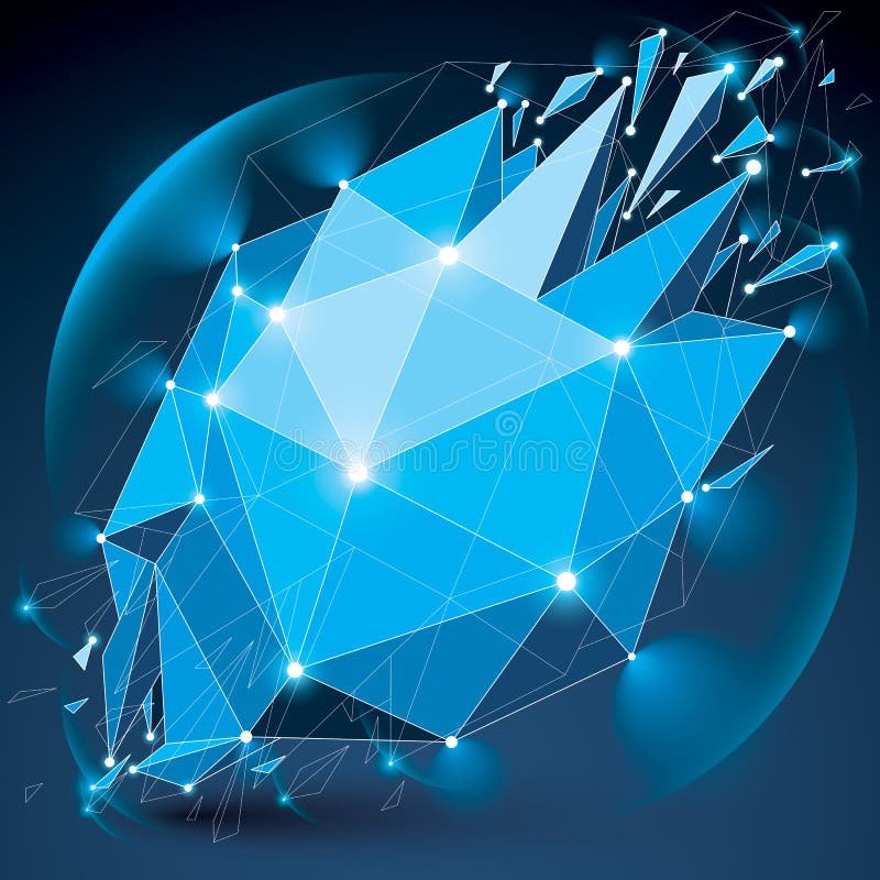 Abstract 3d Faceted Radiance Blue Figure with Connected Black Li Stock ...